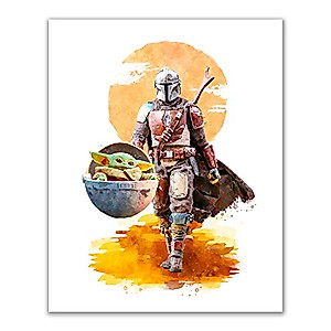 Baby Grogu Mandalorian Prints - Set of 6 (8 inches x 10 inches) Wall Art Decor Poster Photos - Star Wars TV Series Pedro Pascal & The Child Baby Yoda