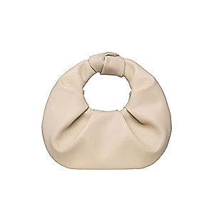 Verdusa Women's Ruched PU Leather Hobo Handbag Clutch Purse Apricot one-size