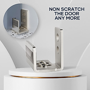 EaseLife Sliding Barn Door Bottom Floor Guide,U Shape,Flexible Adjustable Fit Distance,Flush Flat Bottom Design,Wall Mount System,for Door & Cabinet,Brushed Nickle