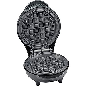 Kitchen Selectives Mini Waffle Maker By Select Brands - Classic Mini Waffle Iron for Traditional, Savory or Dessert Mini Waffles - Features Non-Stick Coating - 4 Mini Waffles, Dark Gray