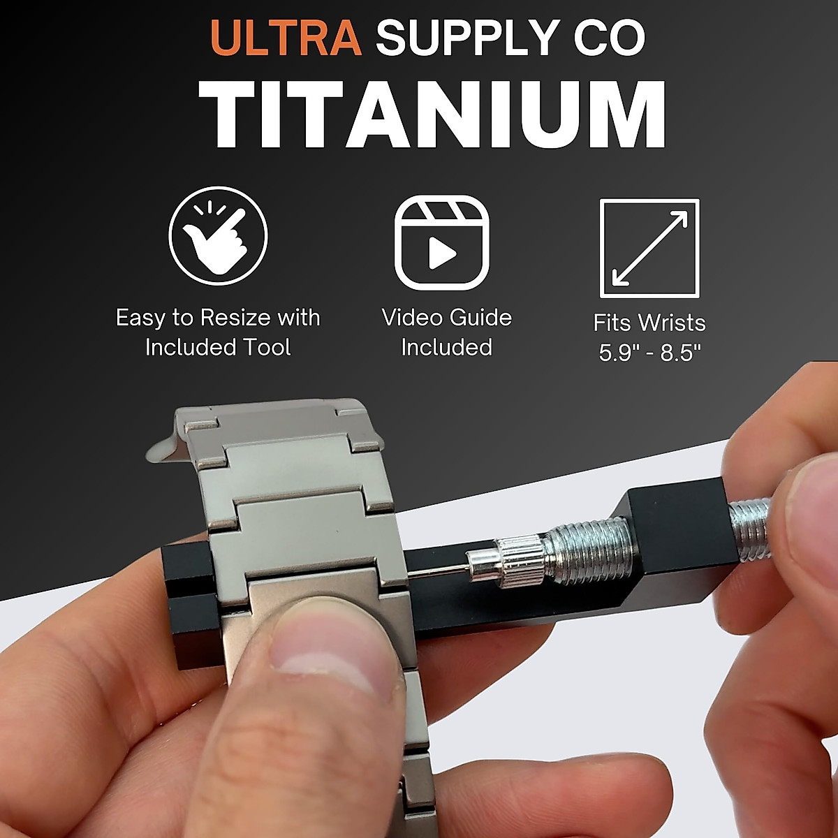 Ultra 2 Titanium Band 49mm Compatible with Apple Watch Ultra 2 & Ultra 1 Metal Band - Titanium Metal Bracelet