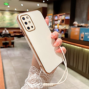 KuDiNi for Oneplus 8T Case, Oneplus 8T 5g Phone Case for Women Girls Electroplating Cute Luxury Bling Aesthetic Trendy Pretty, Full Camera Soft TPU Protection Shockproof Cover for Oneplus 8T (White)