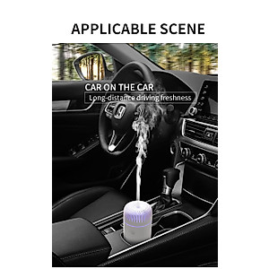 Car Diffusers for Essential Oils, Portable Humidifiers, Office Humidifiers Car Humidifier, 7 Color Car Essential Oil Diffuser, Mini Diffuser Car Oil Diffusers, USB Humidifier for Rooms (White)