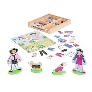 Melissa & Doug Best Friends Magnetic Dress-Up Wooden Dolls Pretend Play Set (78 pcs) - Dolls Dress-Up Play Set