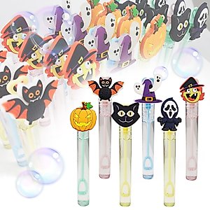 24 Piece Halloween Bubble Wand for Kids(6 Style),Cute Bubble Wand Great for Halloween Party Favors,Pinata Suffer,Halloween Goodie Bags Filler,School Classroom Prizes, (Halloween)