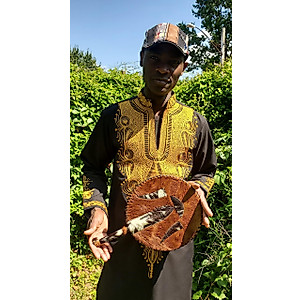 African Round Leather Fan Handmade/Igbo Amaka Hand Fan/Authentic Nigerian Animal Skin Fan/Wedding fan.