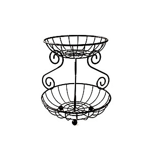 Spectrum Diversified Scroll 2-Tier Server for Serving Displaying and Storing Fruit Vegetables Produce and More, Black