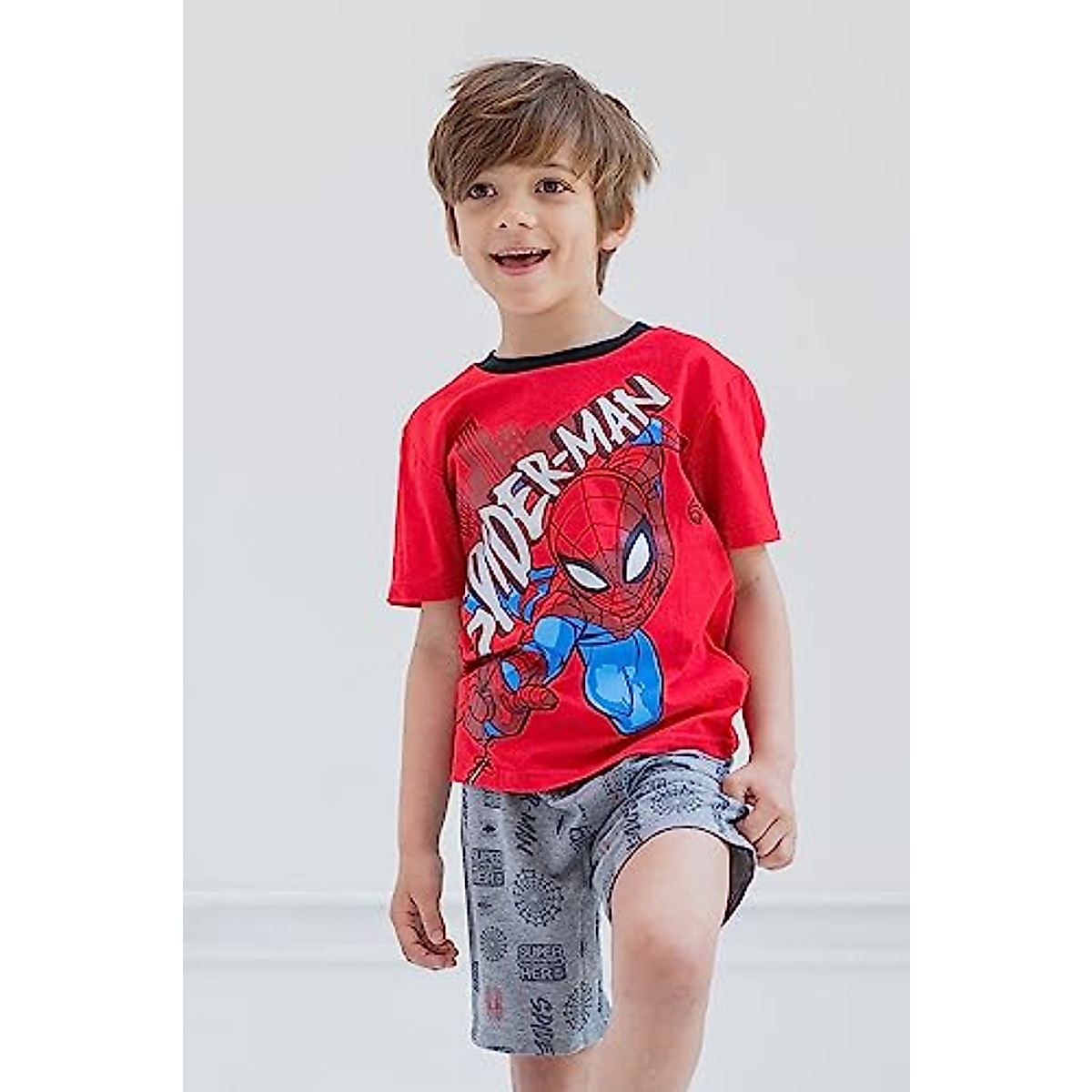 Marvel Avengers Spiderman Toddler Boys 4 Piece Mix n' Match T-Shirt & Shorts Set 5T
