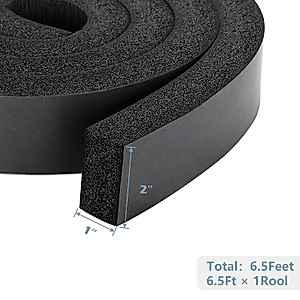 NBR-PVC Foam Window AC Insulation Strip, 2 X 1 Inch High Resilience Weather Seal Roll with Non-Viscous Design (6.5 Feet Long)