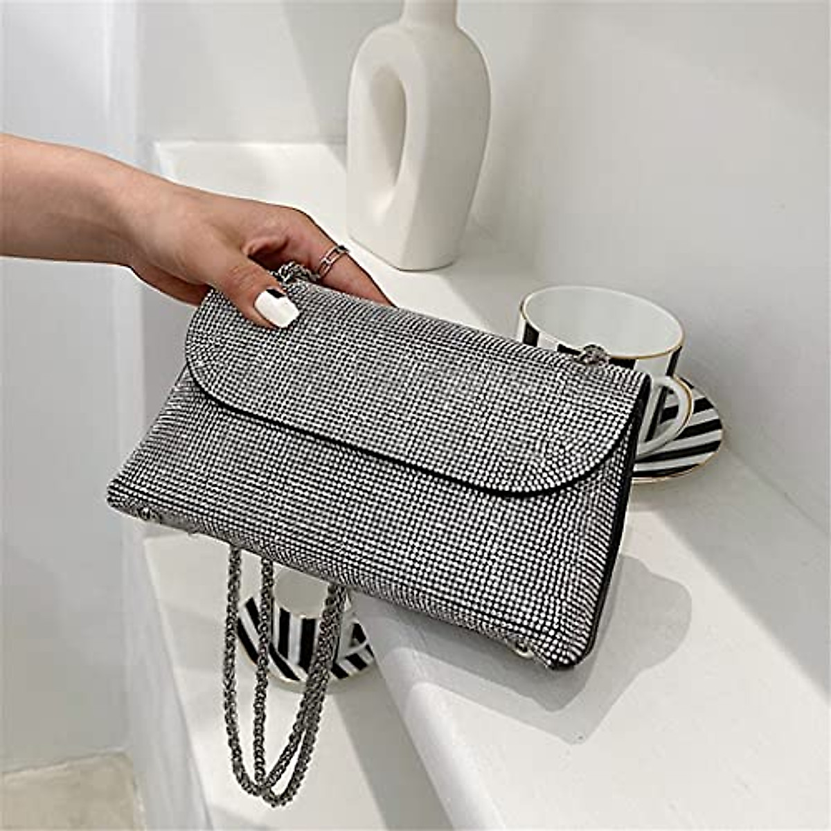 MXIAOXIA Shiny Rhinestones Evening Handbag Women Diamonds Shoulder Bag Ladies Dinner Party Clutch Purse