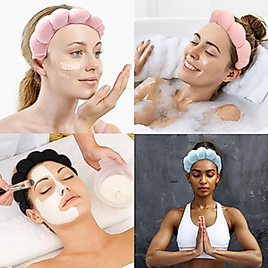 Spa Facial Exfoliator and Makeup Removal Headband - Terry Cloth Bubble Soft Puffy Skincare Headband for Women and Girls