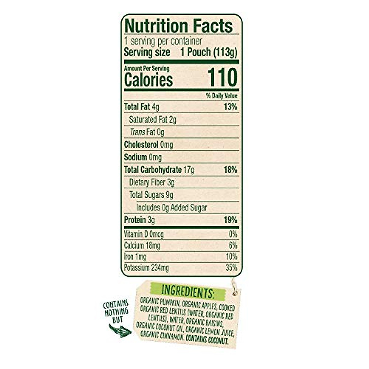 Sprout Organic Baby Food, Stage 3 Pouches, Pumpkin & Red Lentil Plant Powered Protein, 4 Oz Purees (Pack of 6)