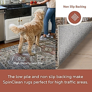 nuLOOM 2' x 12' SpinClean Machine Washable Stain-Resistant Area Rug with Non Slip Backing, Low Profile for Living Room, Bedroom, and Dining Room, Devin Light Brown
