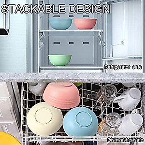 24 Pcs Unbreakable Cereal Bowls 24oz Reusable Bowls for Kitchen Wheat Straw Fiber Soup Bowls Lightweight Plastic Bowls, Microwave and Dishwasher Safe, for Ramen Salad (Pink, Mint Green, Blue, Beige)