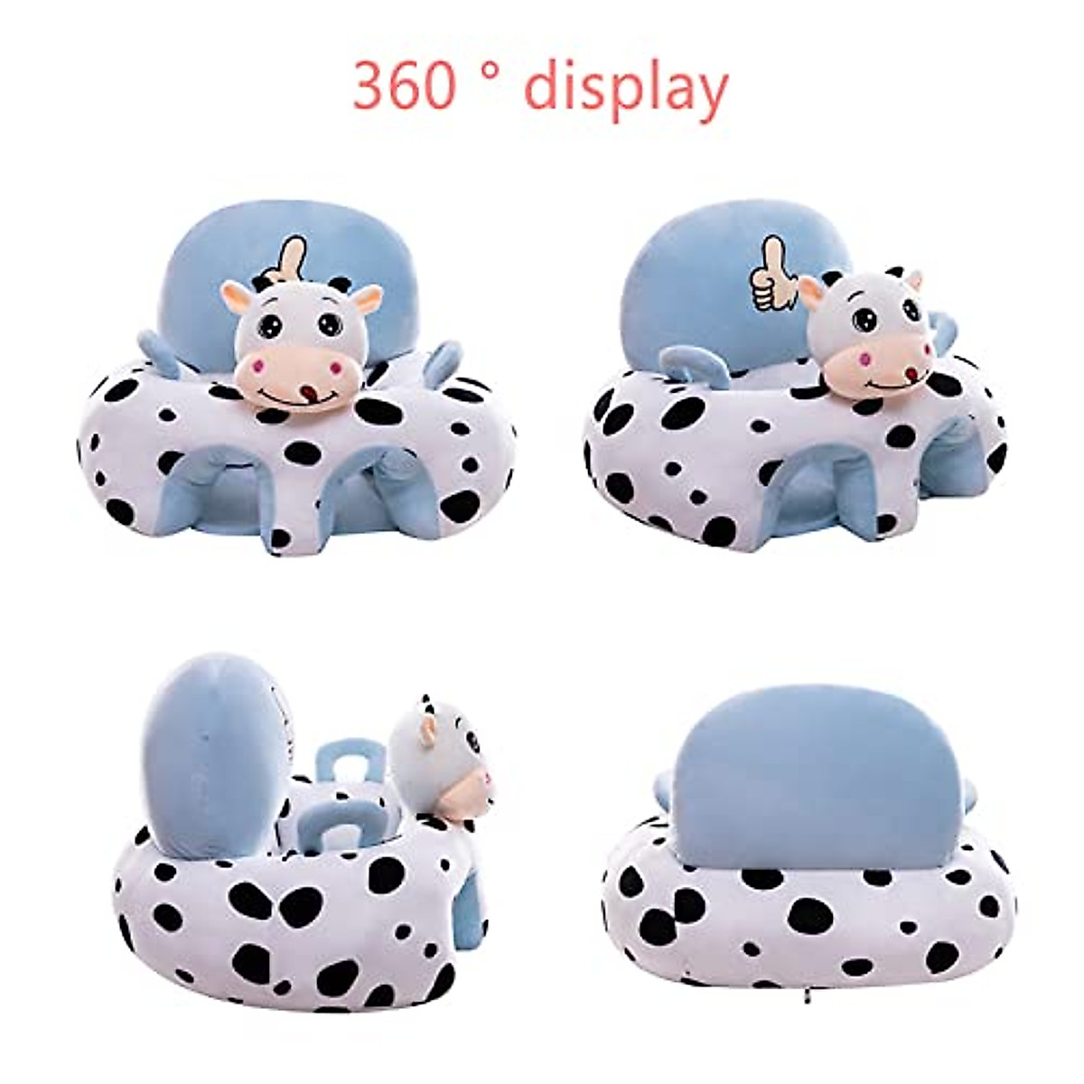 Baby Sitting Chair Cover Animal Shaped Kids Learning Sitting Chair Cover Support Sofa Infant Plush Seats Baby Sofa Seat Cover for Toddlers - Without Filled Cotton (D)