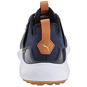 Puma Golf Men's Ignite Nxt Lace Golf Shoe, Peacoat-Puma Team Gold-Puma White, 10.5 M US