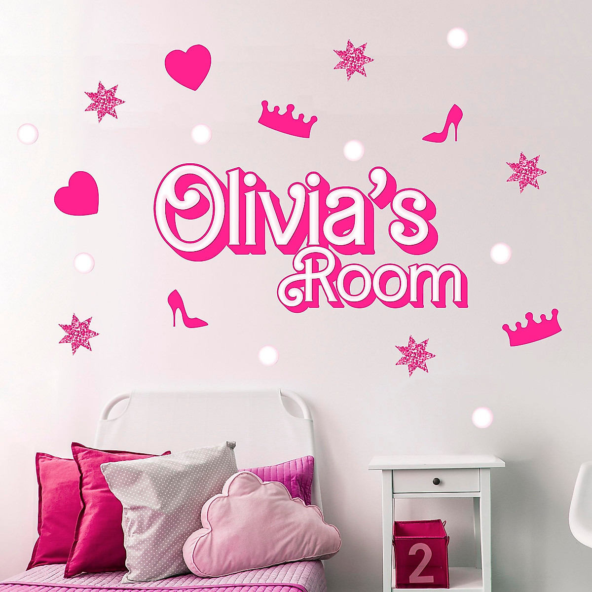 Iconic Style Personalized Wall Decor - Hot Pink Wall Decals Peel and Stick - Perfect Accessories for Women Party - Ideal for Bedroom Decor - Loved by Kids, Girls, Women