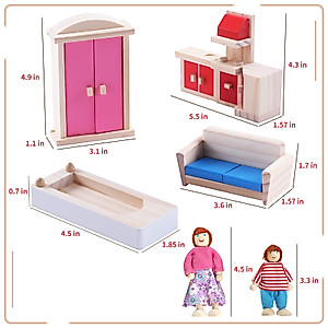 Toydaze The Wooden Dolls House Furniture Set Contains 35 Pieces of Dolls House Accessories for Girls and Boys Aged 3+