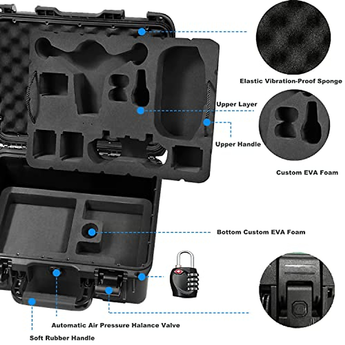 Lekufee Waterproof Hard Case Compatible with DJI FPV Combo and More DJI FPV Drone Accessories (NOT for DJI AVATA)(Case Only)