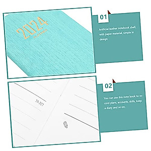 Tofficu Planner Book Academic Diary 2024 Undated Planner Weekly and Monthly Weekly Pocket Planner To Do List Pad English Agenda Planner Notebook Work Notes Multifunction Imitation Leather