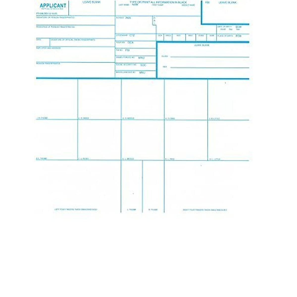 FBI Fingerprint Cards, Form FD-258, 3 pack