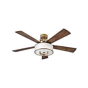 Hinkley Hampton 56" Indoor Smart Ceiling Fan with Remote - Integrated LED Lighting, Linen Drum Shade with Sophisticated Metallic Accents, Heritage Brass