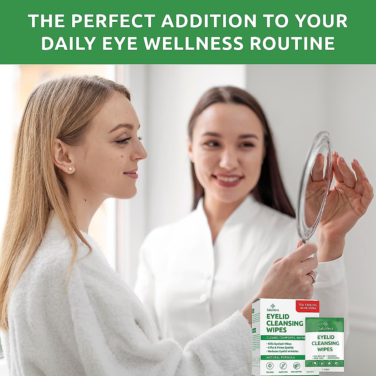 SaluVera Eyelid Wipes with Tea Tree and Aloe Vera | Eye Lid Cleaning Wipes for Dry and Itchy Eyes Relief | Natural Ingredients Eyelid Scrub for Daily Usage - Pack of 30