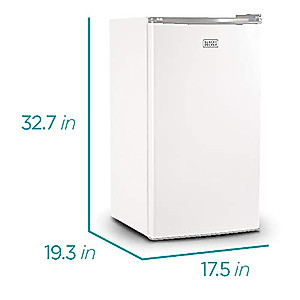 BLACK+DECKER BCRK32W Compact Refrigerator Energy Star Single Door Mini Fridge with Freezer, 3.2 Cubic Ft., White