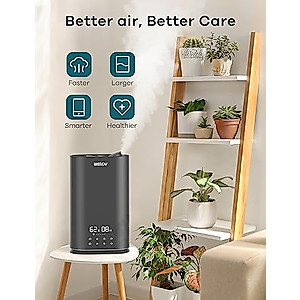 WELOV BoostMist Cool Mist Humidifier for Large Room, Smart Humidifier for Bedroom, 6L Home Humidifier for Plants, Quiet Ultrasonic Humidifier for Baby with APP/Voice Control, Auto Mode, H500 Pro