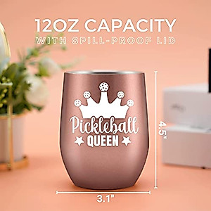 Onebttl Pickleball Gifts for Women, Pickleball Accessories, PICKLEBALL QUEEN, Mother's Day Gifts for Mom, 12 oz Stainless Steel Tumbler with Lid, Best Gifts for Christmas/Birthday, Rose