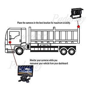 Padarsey Vehicle DC 12V -24V Rear View Camera Heavy Duty18 led Night Vision Waterproof Reversing Camera Backup Cameras for Truck/Trailer/Van/Camper