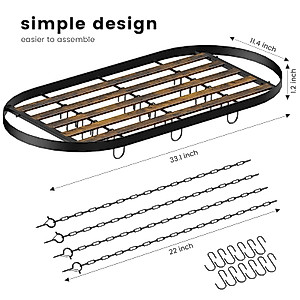 LiebeRen Pot Rack Hanging, Pot Hanger for Kitchen Ceiling, Hanging Pot Rack Ceiling Mount（33"x 16.5"x 1.2"inches, Ceiling Pot Rack with 12 Hooks, Pot and Pan Hanger Made of Wood and Iron.(Black)