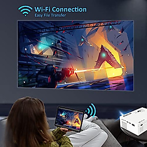 WiFi Mini Projector with Bluetooth - 2022 Upgraded 1080P HD Portable Outdoor Movie Projector, 8500L LED Home Theater Video Projector Compatible with TV Stick HDMI USB VGA, PS4, Laptop, Smartphone