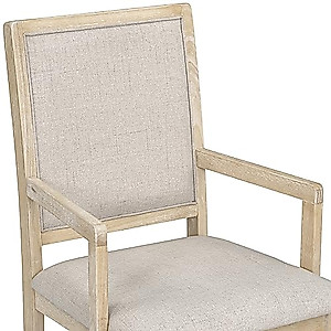 Goozio 5-Piece Dining Table Set, Two-Size Round to Oval Extendable Butterfly Leaf Wood Dining Table and 4 Upholstered Dining Chairs with Armrests, Natural Wood Wash