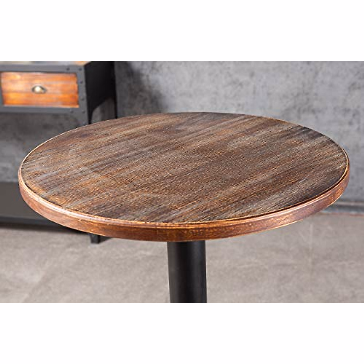 LOKKHAN 42" Tall Rustic Industrial Bar Table-19.68" Dia Round Wooden Top Metal Bar Height Adjustable Standing Pub Table-Dining Room Bistro Table-Cocktail Table