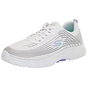 Skechers Women's GO Walk 6-Inner Joy Sneaker, White/Multi, 10