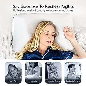 Sutera - Cooling Lavender Zen Memory Foam Pillow for Sleeping - Essential Lavender Oil Infused, Cooling Pillow with Neck, Shoulder and Back Support - Relaxing for Side, Back, Stomach Sleepers