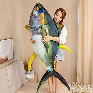 TONGMAN 20” Realistic Tuna Fish Plush Toy, Super Soft Plush Dolls Stuffed Toys, Plush Toy Marine Animal Plush Toy Plush Doll Gift (Fish Shaped Pillow 20 Inches)