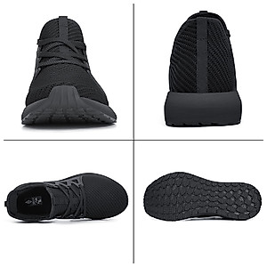 NYZNIA Womens Non Slip Running Shoes Slip On Walking Shoes Breathable Lightweight Fashion Gym Sneakers Black Size 7.5