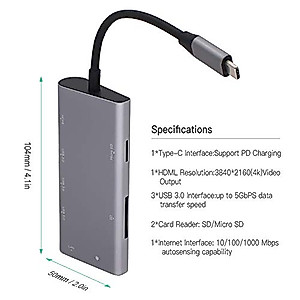 XUNMAIFHB Portable Docking Station,Type-c Turn hdmi rj45SD Eight-in-one Multi-Function Converter Notebook USB-c Docking Station Fast Transmission