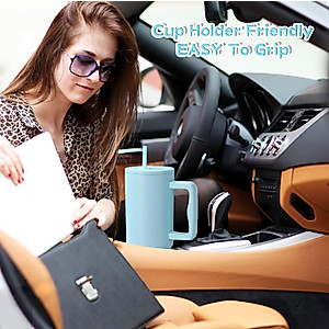 Sanilinwild 40 oz Tumbler with Handle Straw and Accessories, Drop & Abrasion Resistant, Vacuum Double-Layer Insulation, Ideal for Camping, Fitness, Outdoor Use