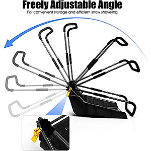 Hysache 26" Snow Shovel, Folding Snow Pusher Shovel w/Wheels & Adjustable Ergonomic Handle, Heavy Duty Rolling Snow Pusher for Driveway, Sidewalk, Patio (Black)