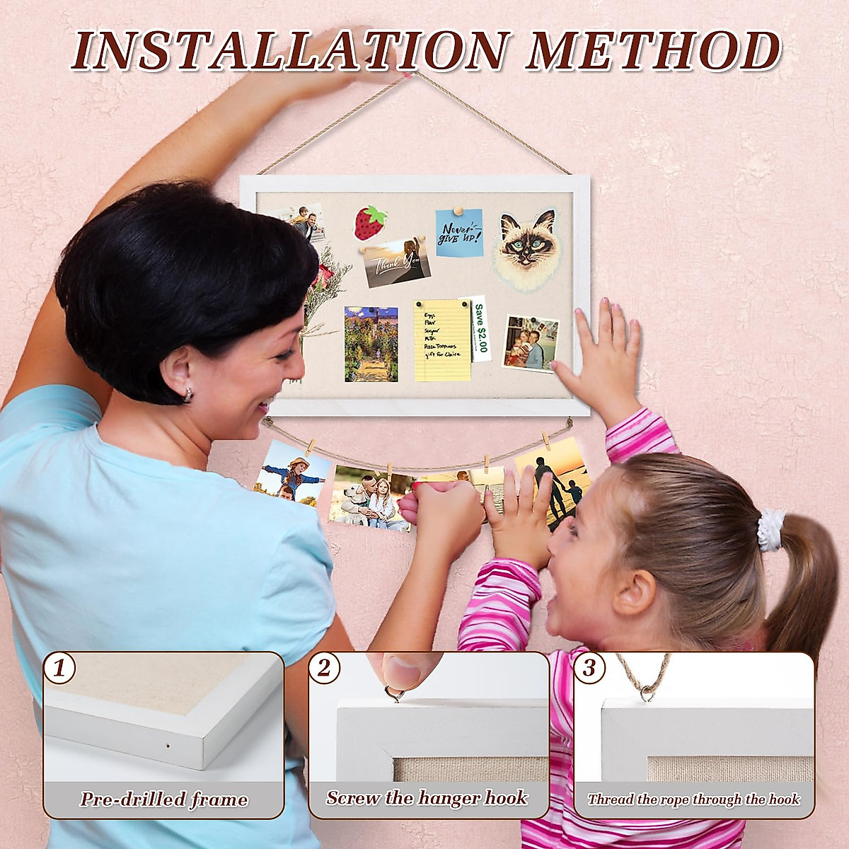 Emfogo Cork Board Wooden Frame Bulletin Board 16"x11" Cork Boards for Walls Office Decor for Girls Room, Office, Bedroom, Kids Room, Classroom