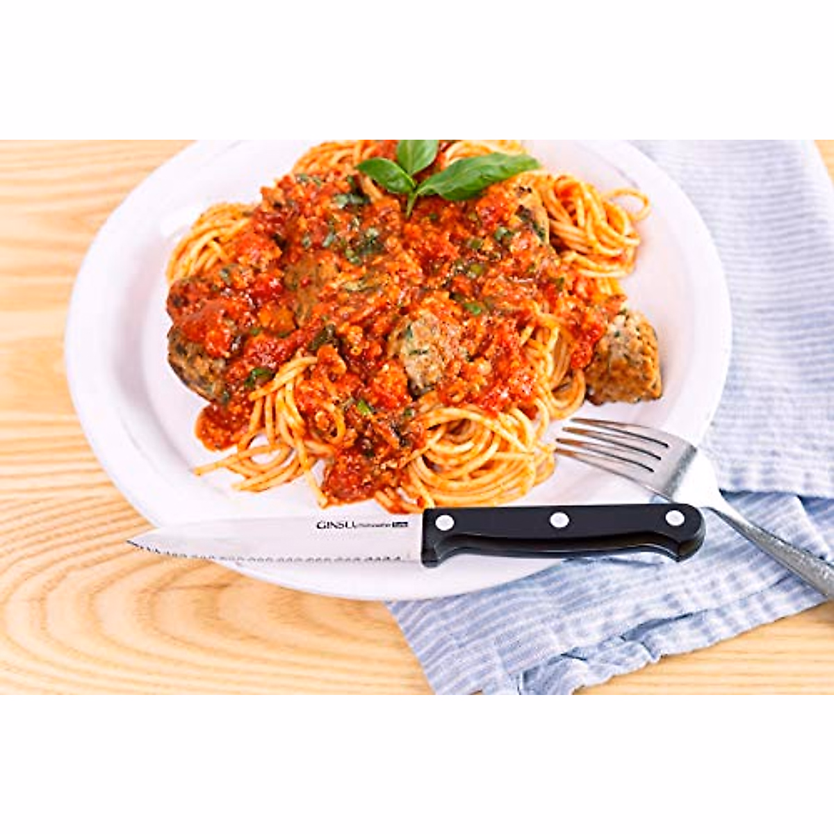 Ginsu Kiso 14-Piece Black Knife Set with Natural Block - Dishwasher Safe and Always Sharp