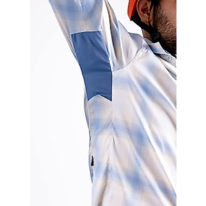 Club Ride Apparel Go Long - Men's Flannel Long Sleeve Shirt - Cream n Blue - L