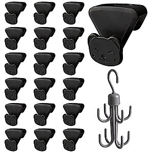 18 Pcs Space Bears for Hangers&360° Rotating Scarf Tie Rack Hooks, Clothes Hanger Connector Hooks, Easy to Use Slip-Over Design, Organize Shirts, Pants, Jackets, Heavy Coats