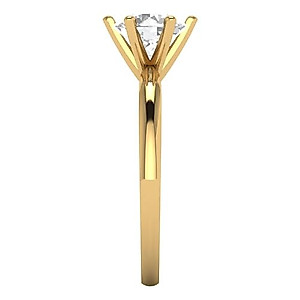 Clara Pucci 1 Ct Brilliant Round Cut Clear Simulated Diamond 14K Yellow Gold Solitaire Engagement Bridal Anniversary Ring Size 3.5