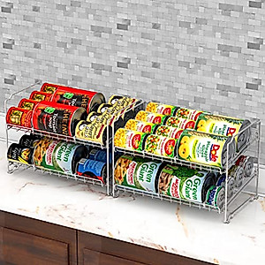 2 Pack SimpleHouseware 2 Tier Can Rack, Silver