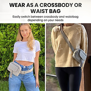 Cris Tassel Crossbody & Waist Bag with Adjustable Strap & Interchangeable Tassels – Includes Inside Pocket, Front Pocket and Back Pocket with Zipper – Durable Nylon Material Ideal for Travel, Cycling