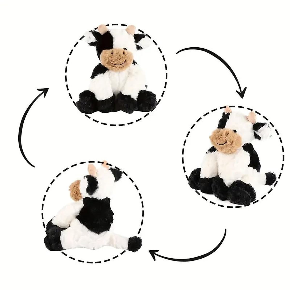 unsnurnoch Adorable Plush Cow Toy Floppy Dairy Cattle Soft Stuffed Animal,Soft Kawaii Plushies Cuddle Pillow, Cute Plushies Birthday Valentine's Day Gifts (Black)